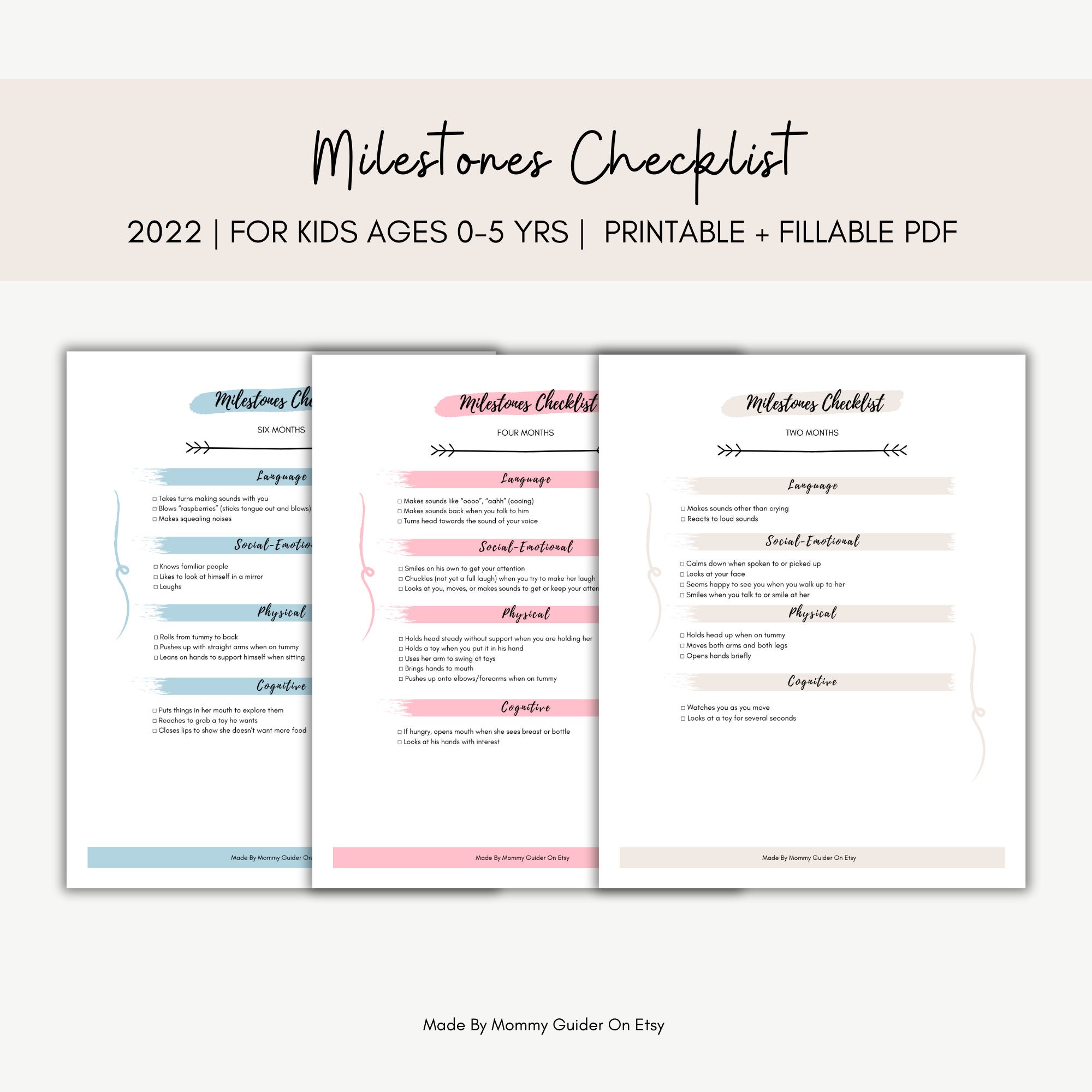 Printable Milestones Checklist for Baby, Toddler, & Preschooler ...