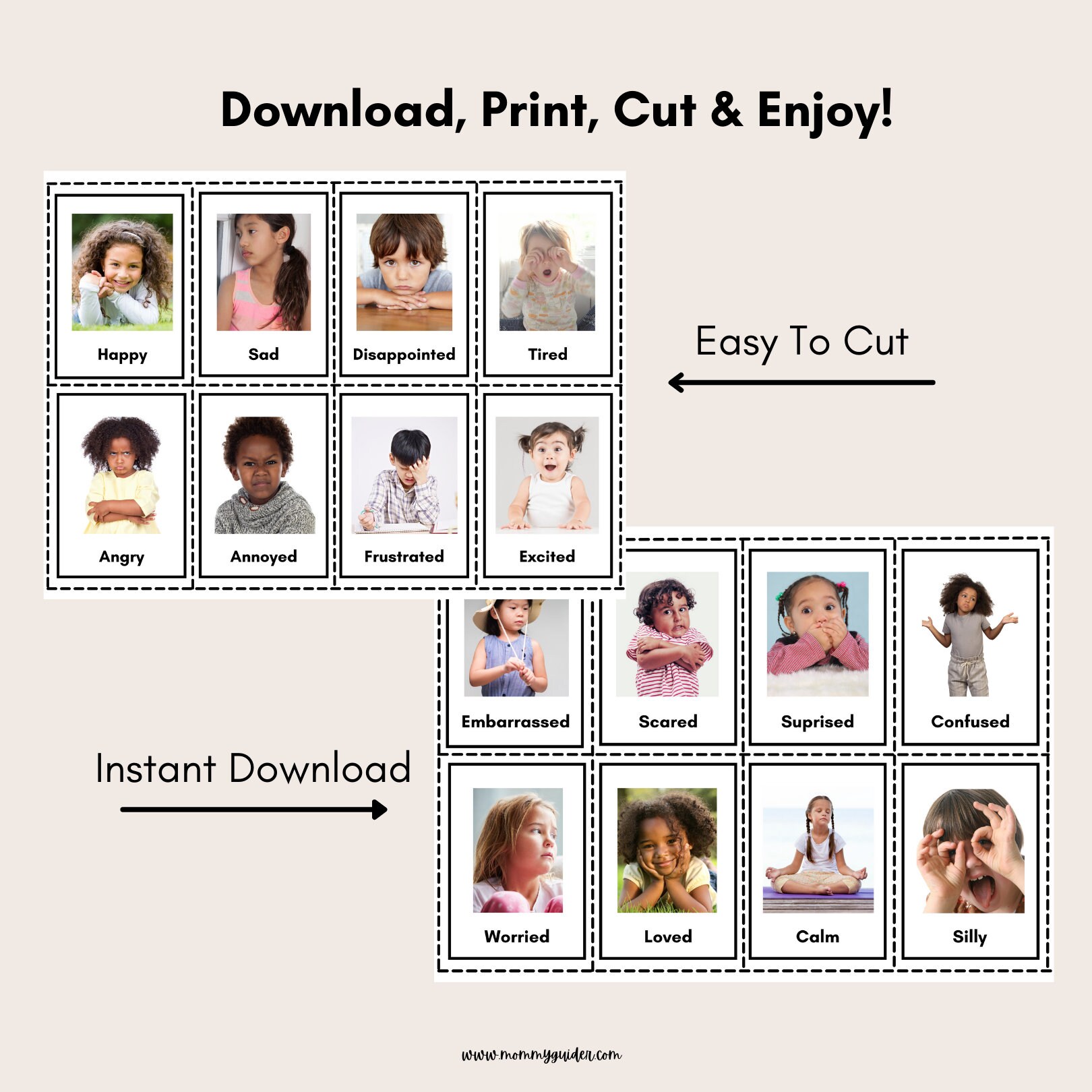 Montessori 3 Part Feeling Flash Cards| Emotions & Feeling Educational ...