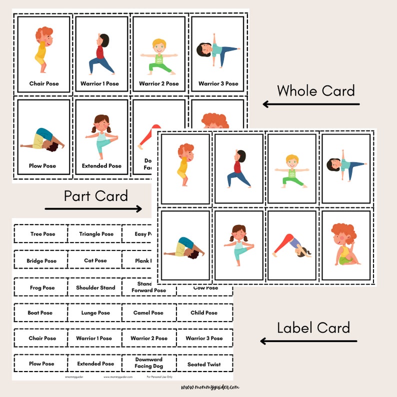 Montessori Yoga Flashcards for Kids: 3-part Learning (PDF) - Etsy