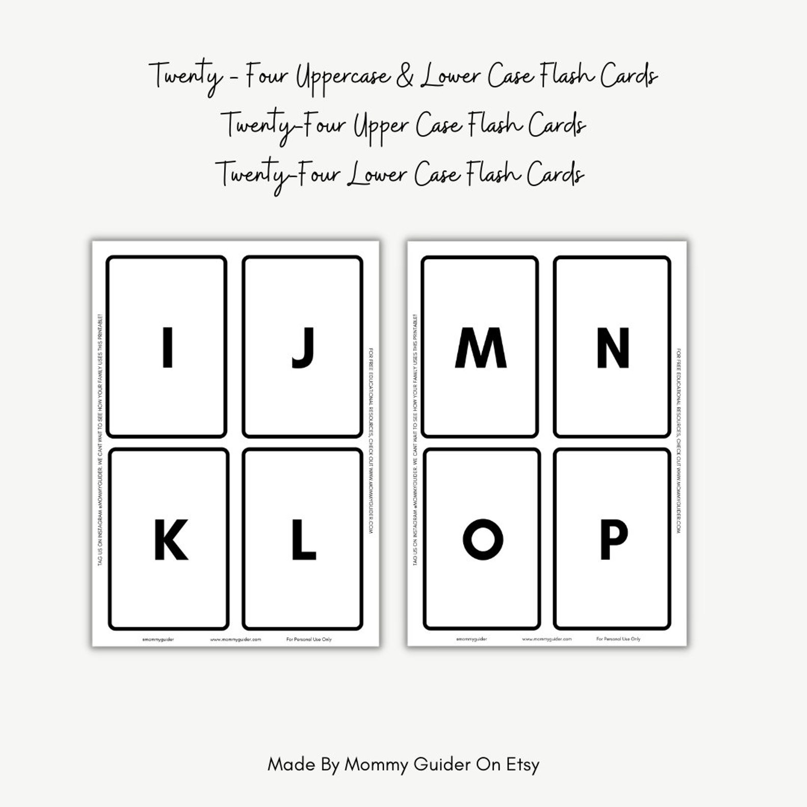 Alphabet Flash Cards for Kids Printable| Uppercase & Lowercase Abc for ...