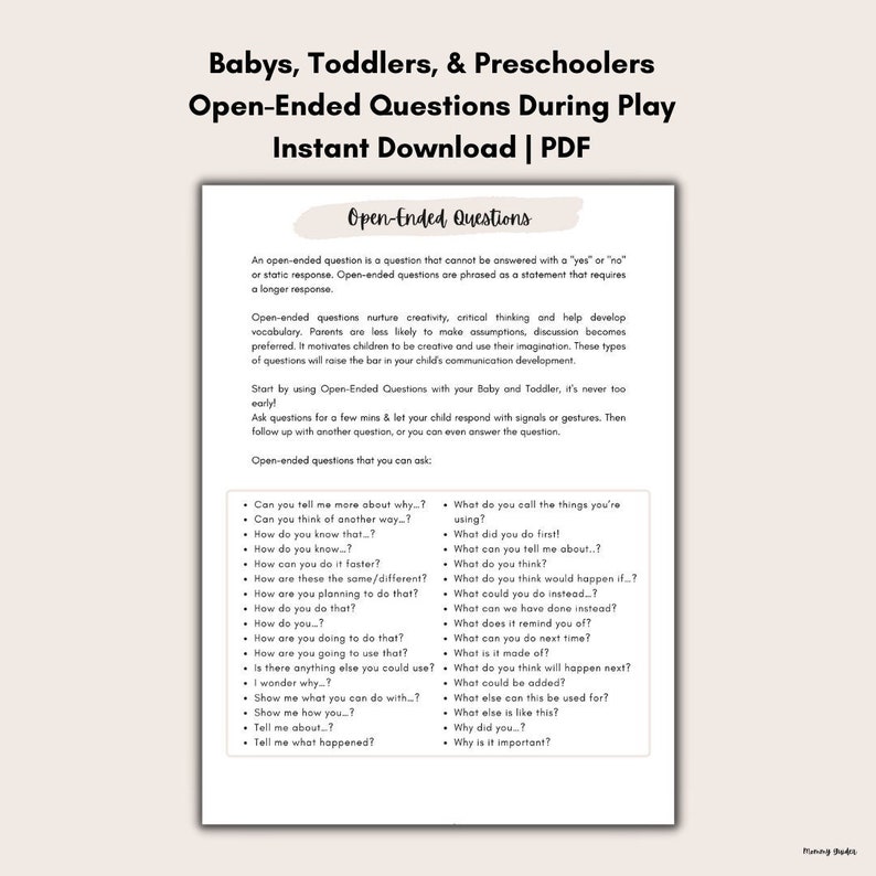 Open-ended Play Questions for Toddlers & Preschoolers (PDF Printable ...