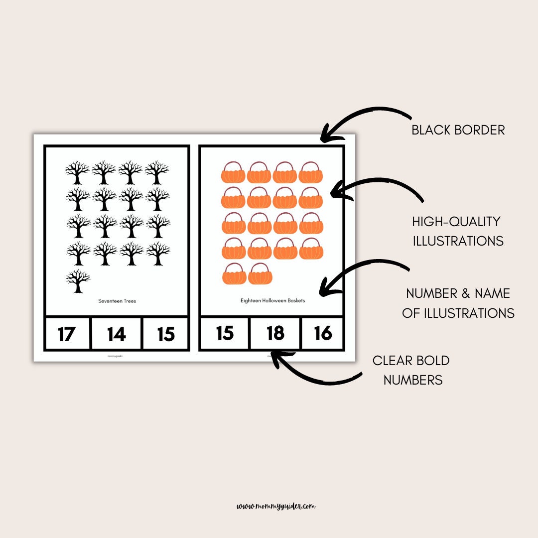 Editable Non-scary Cute Halloween Theme Counting Clip Math Number Cards ...
