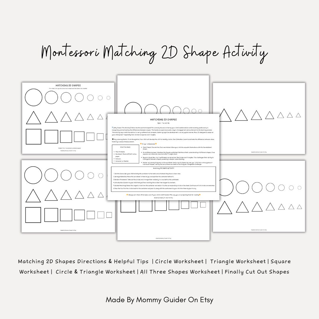 Montessori-inspired Matching 2D Shape Activity Puzzle, Building Fine ...