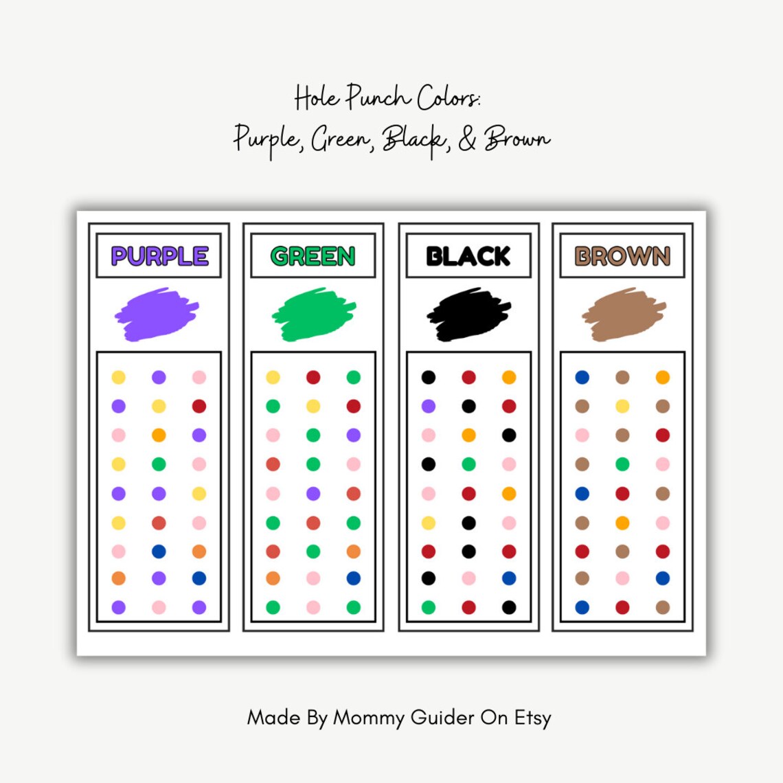 Hole Punch Color Activity for Preschoolers and Kindergarteners Fine ...