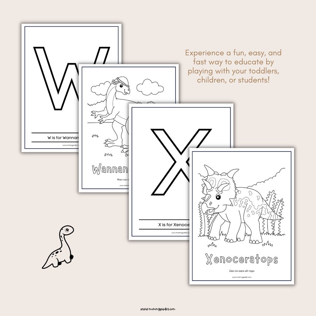 Roar-tastic ABC Dinosaur Coloring Book for Kids 52 Pages of Prehistoric ...