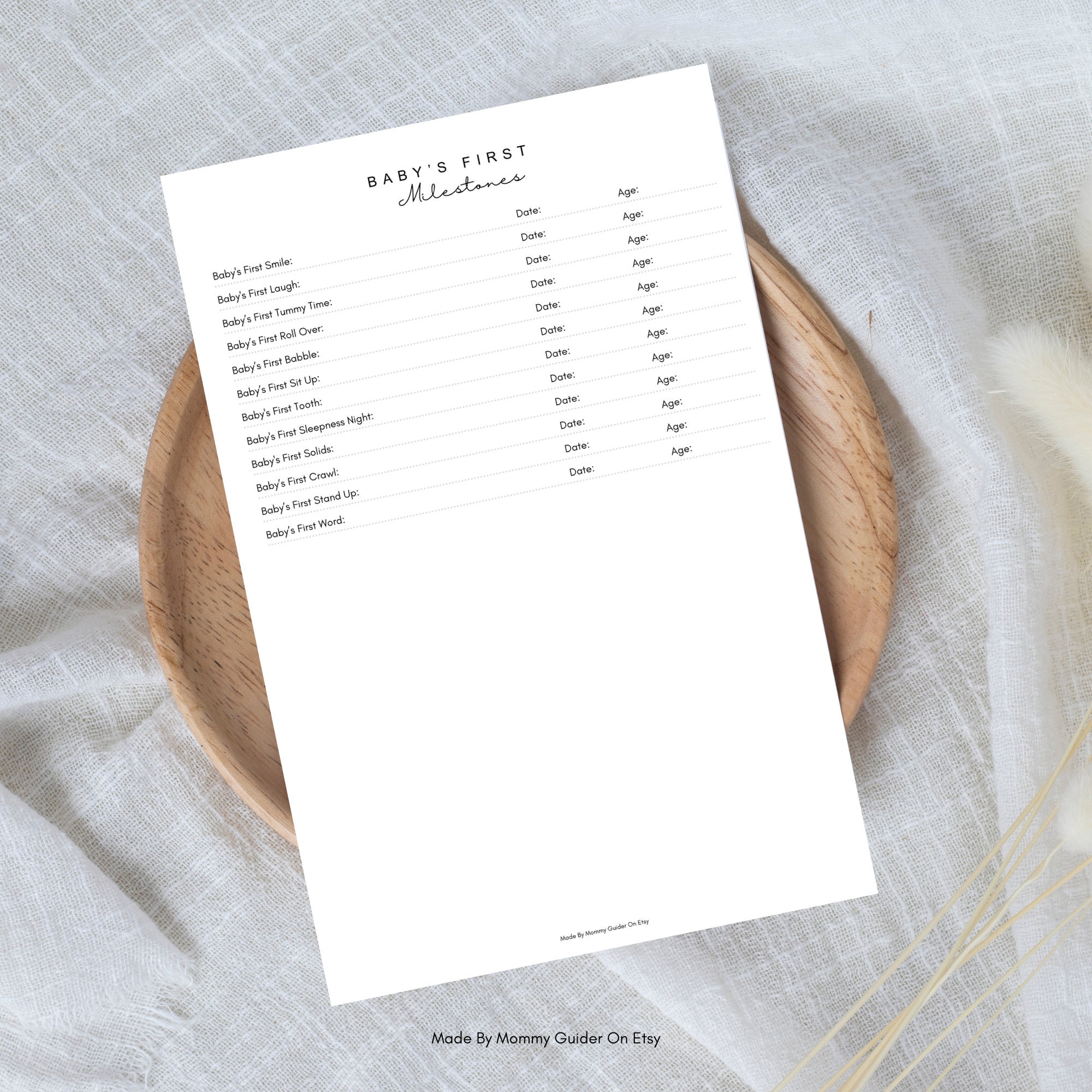 Baby's First Milestones & Experiences Tracker/chart - Editable and ...