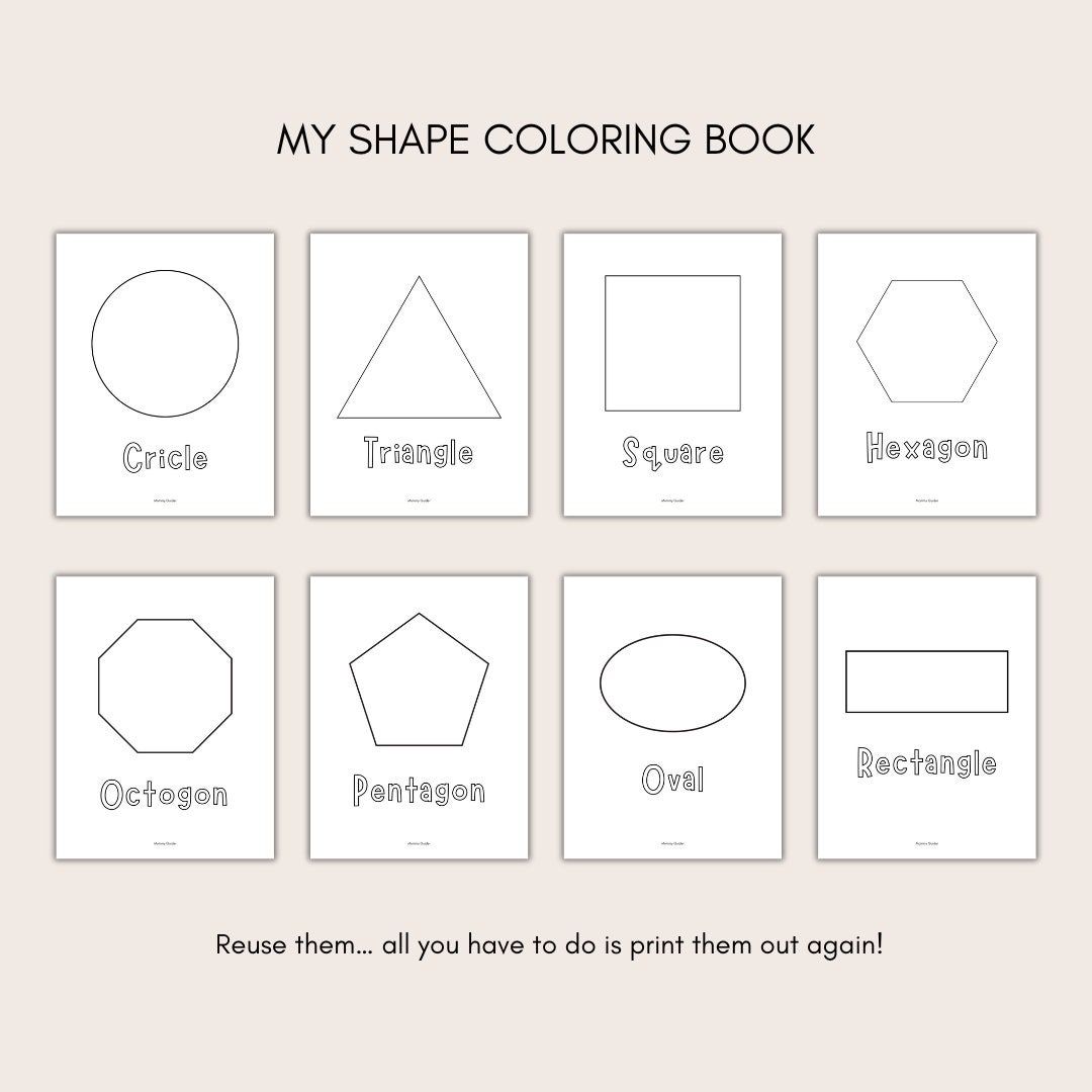Shape Coloring Book for Toddlers: 15 Shape Flashcards (instant Download ...