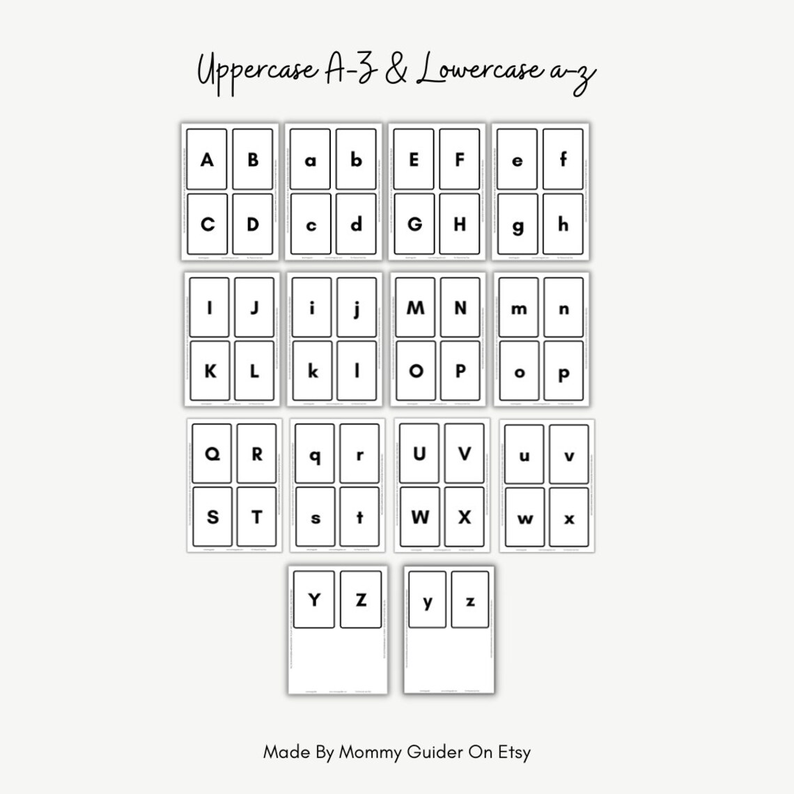 Alphabet Flash Cards for Kids Printable Uppercase & Lowercase Abc for ...