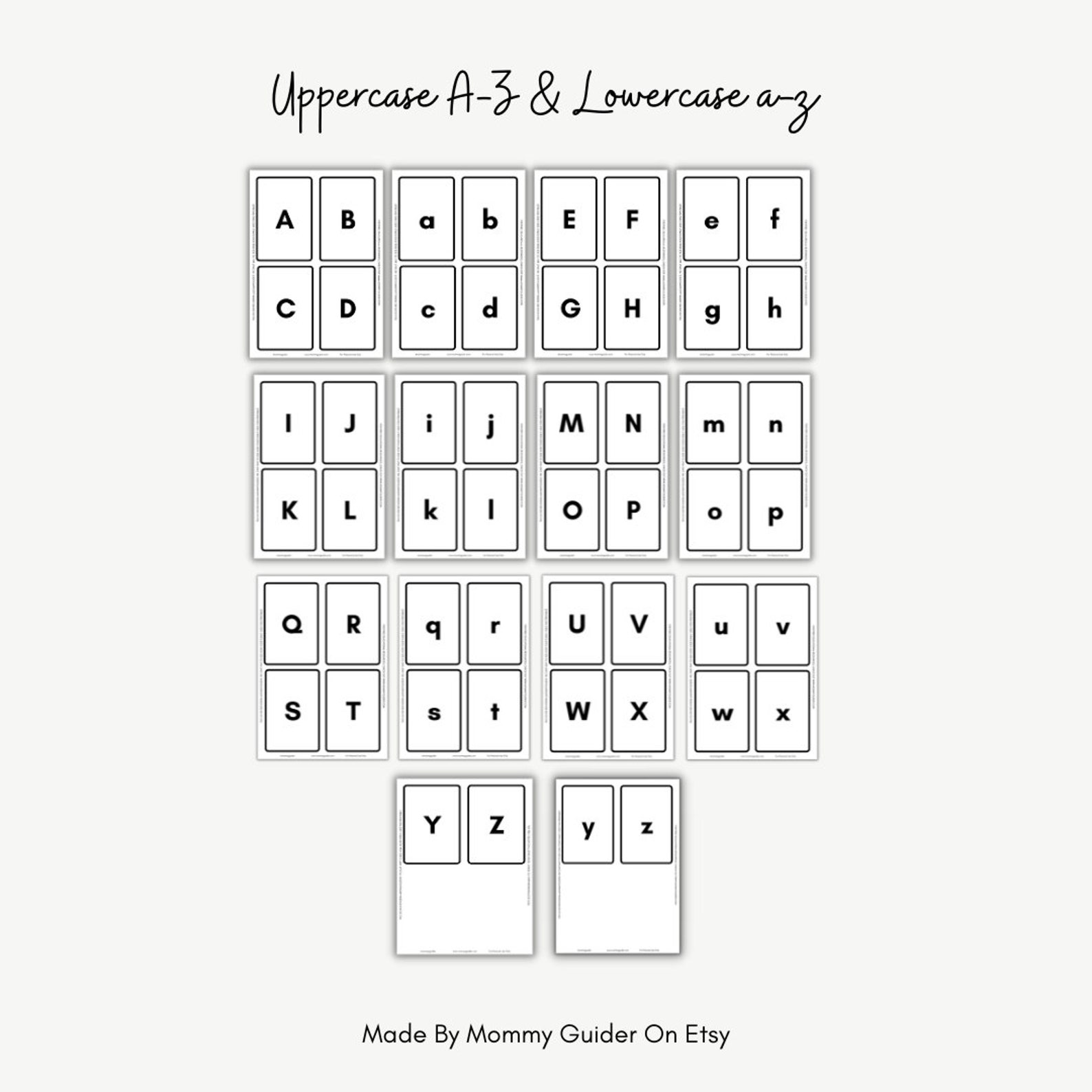 Alphabet Flash Cards for Kids Printable| Uppercase & Lowercase Abc for ...