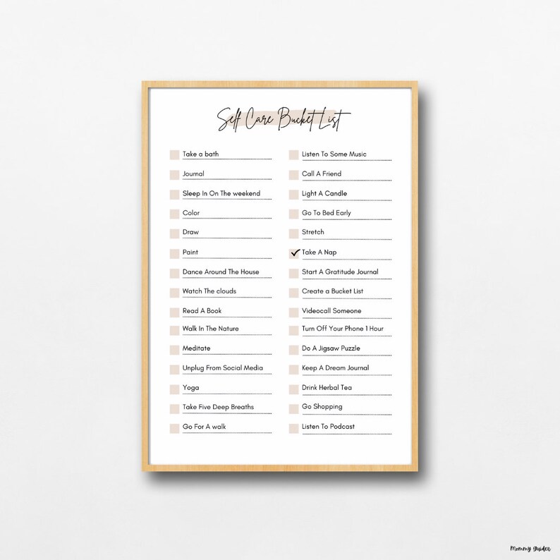 Self Care Bucket List for Working Moms Check off Activity | Etsy