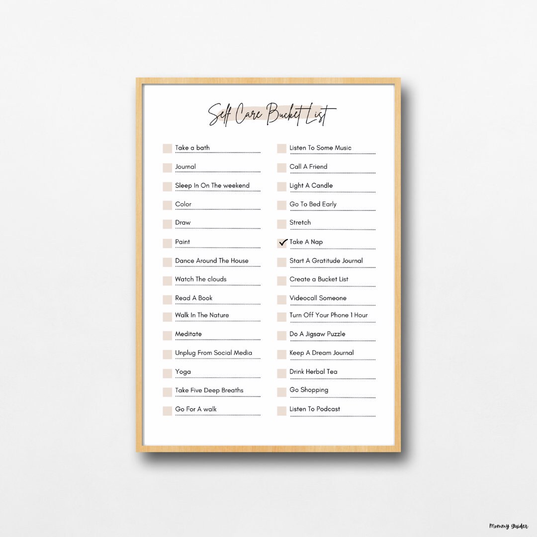 Self Care Bucket List for Working Moms Check off Activity List for ...