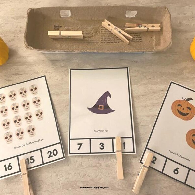 Editable Non-scary Cute Halloween Theme Counting Clip Math Number Cards ...