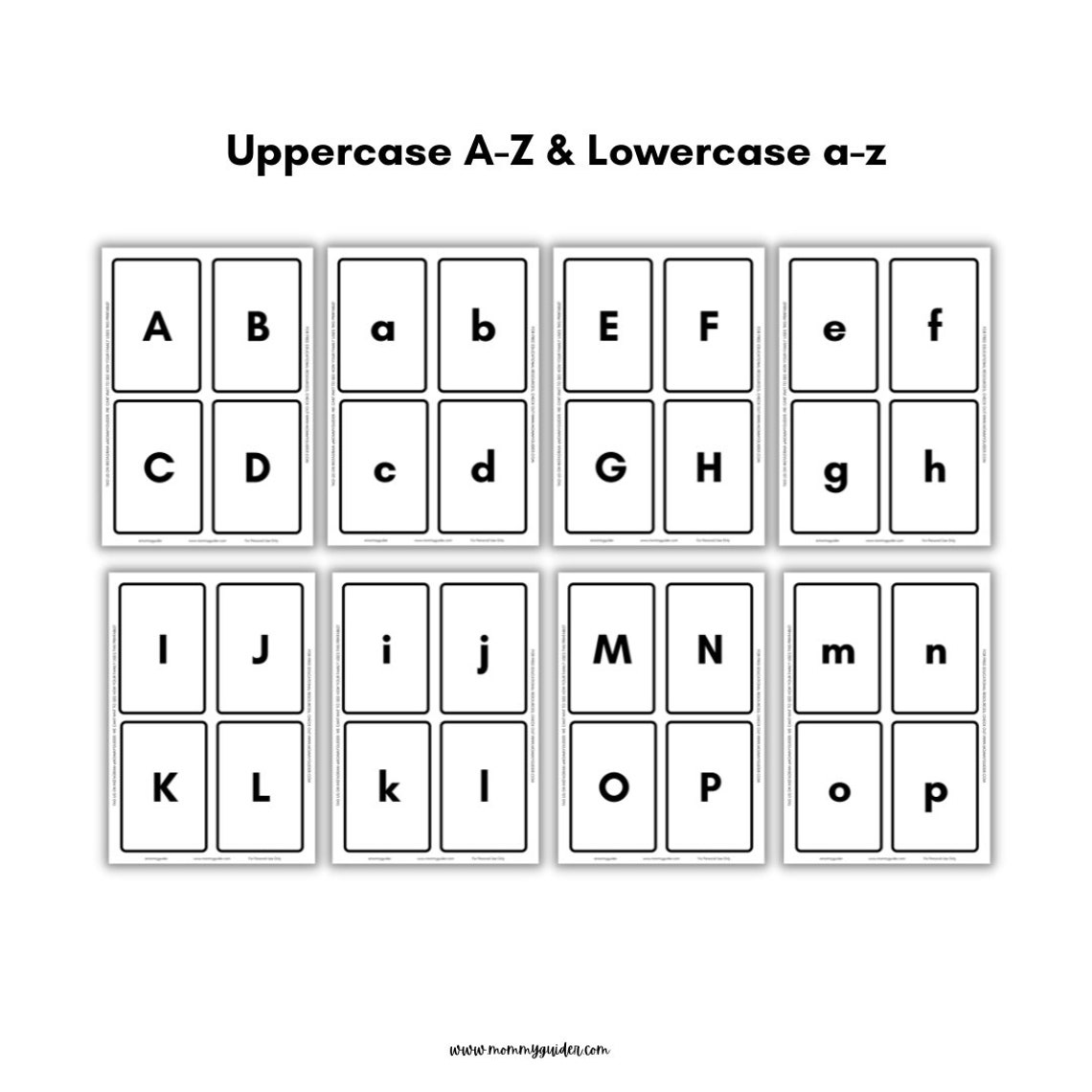 Alphabet Flash Cards for Kids Printable Uppercase & Lowercase - Etsy