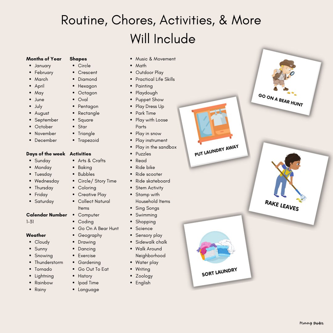Kids Daily Responsibilities Chart Printable Daily Routine - Etsy