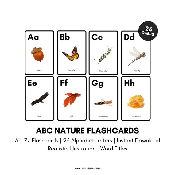 Abc Nature Flashcards Printable Pre K Flash Cards - Etsy