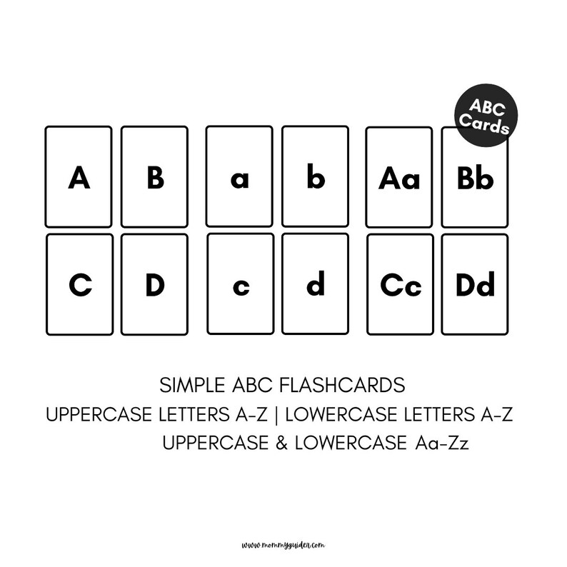 Alphabet Flash Cards for Kids Printable Uppercase & Lowercase - Etsy