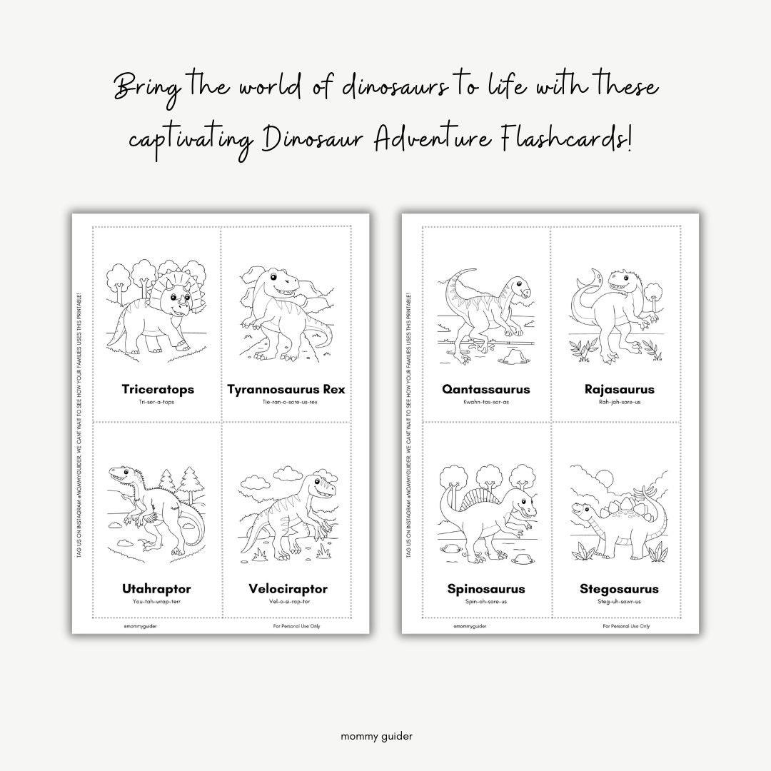 Printable Dinosaur Adventure Flashcards Learning Fun for - Etsy