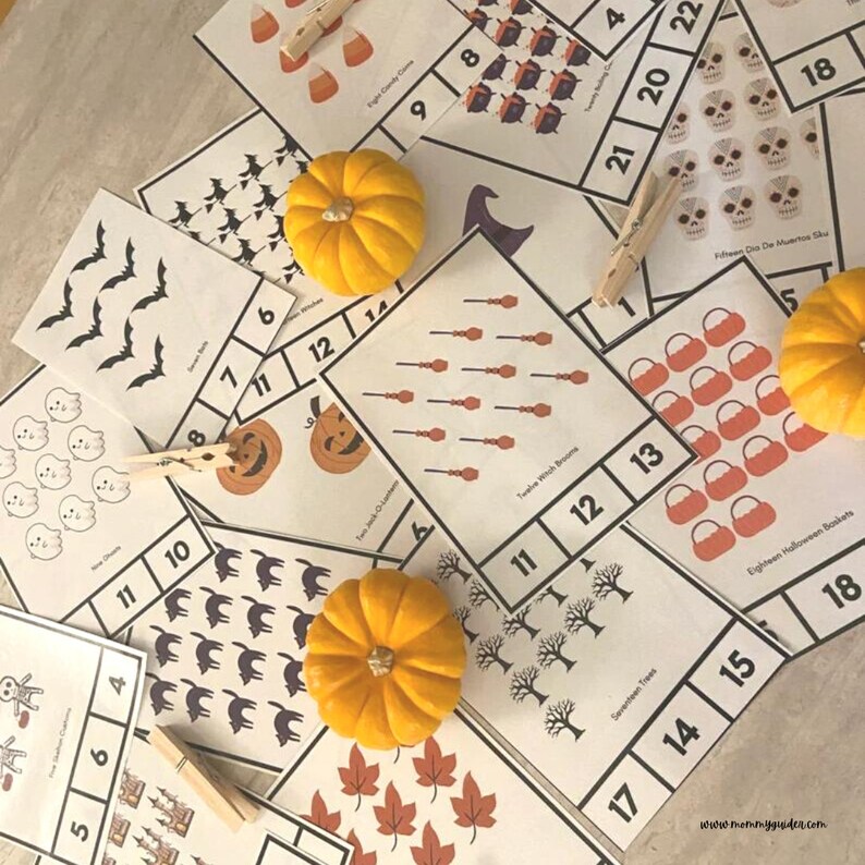 Editable Non-scary Cute Halloween Theme Counting Clip Math Number Cards ...