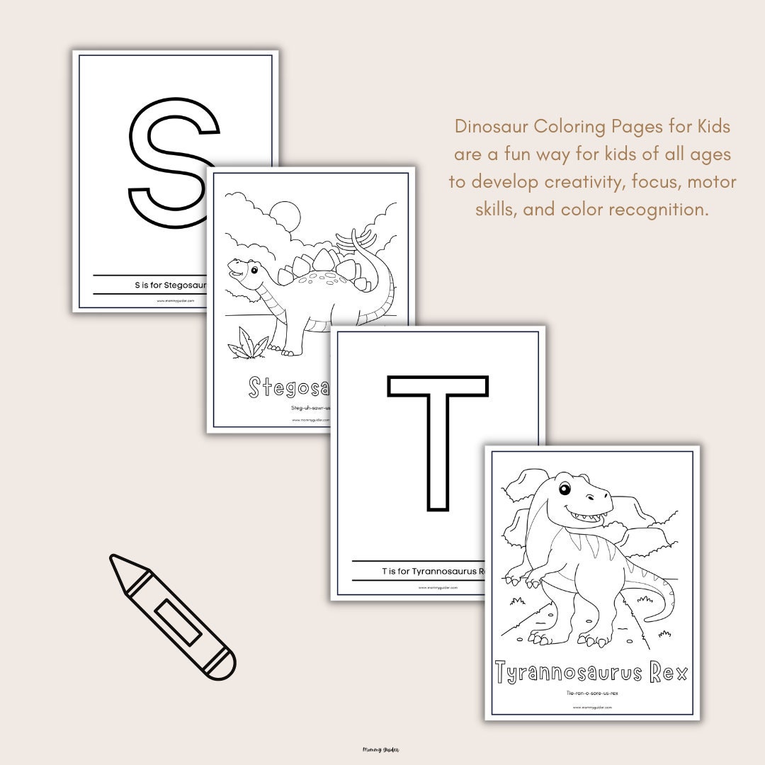 Roar-tastic ABC Dinosaur Coloring Book for Kids 52 Pages of Prehistoric ...