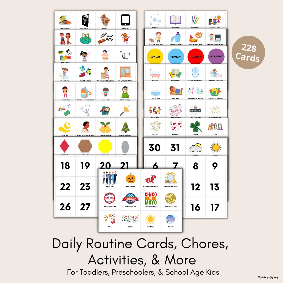 Kids Daily Responsibilities Chart, Printable Daily Routine, Chore Chart ...