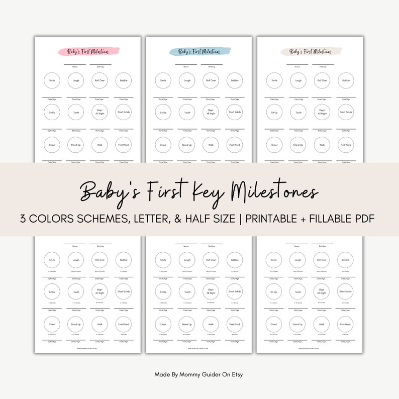 Baby's First Milestones Printable: 0-12 Months (digital Print) - Etsy