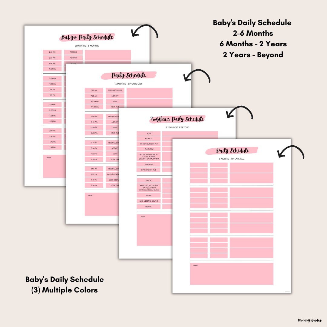 Editable Easy Baby Daily Schedule Printable | 2 Months, 6 Months, Two ...