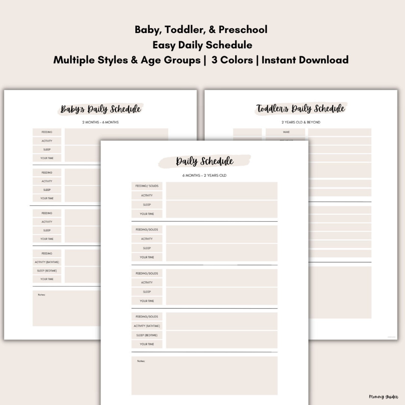 Editable Easy Baby Daily Schedule Printable | 2 Months, 6 Months, Two ...
