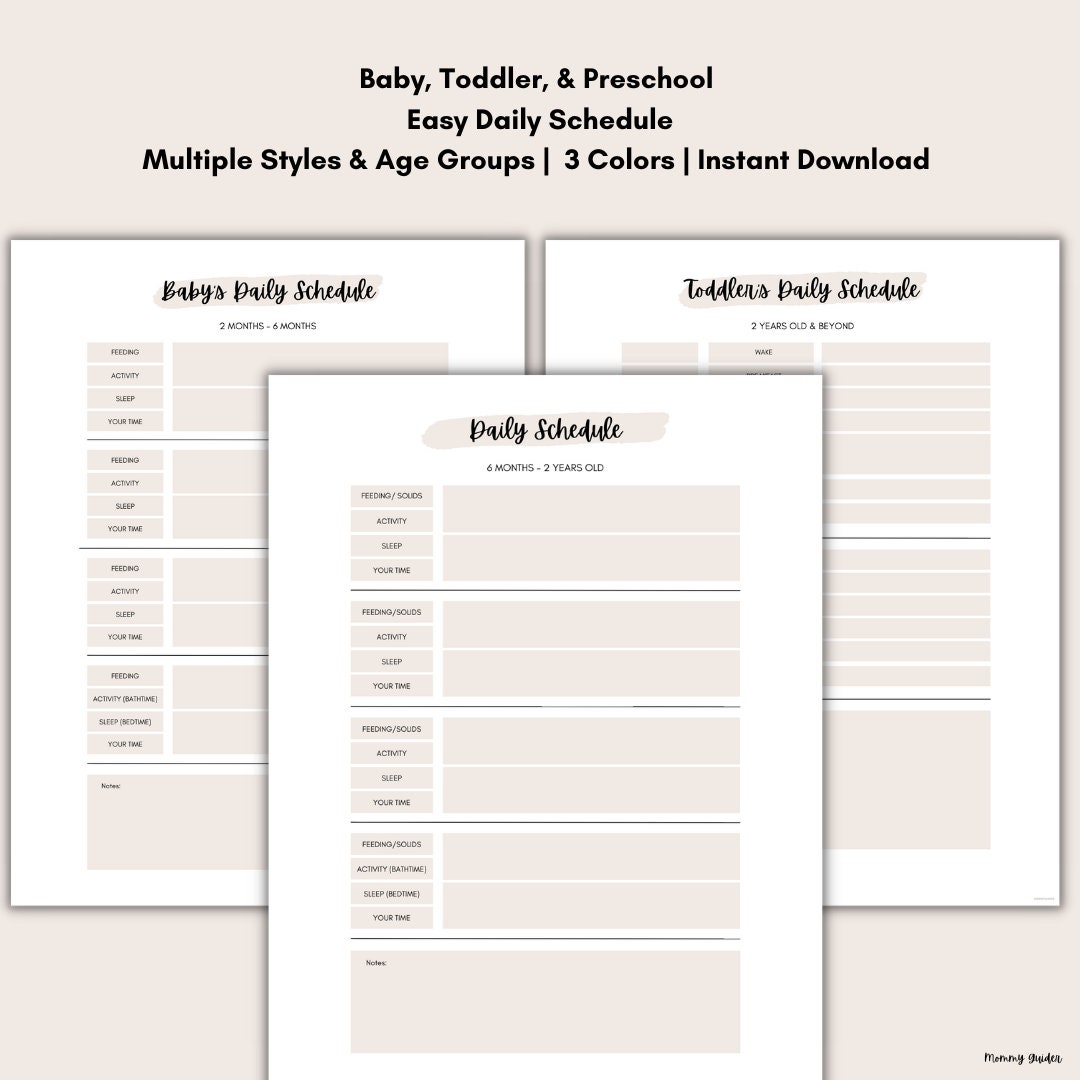 Editable Easy Baby Daily Schedule Printable | 2 Months, 6 Months, Two ...