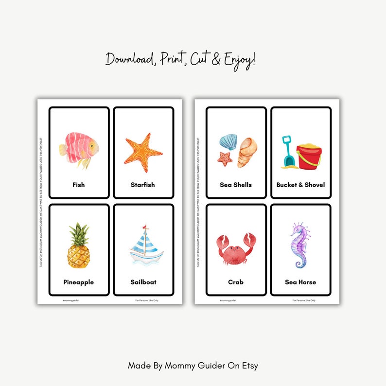 32 Summer Flash Cards for Toddlers, Preschoolers, and Kindergarteners ...