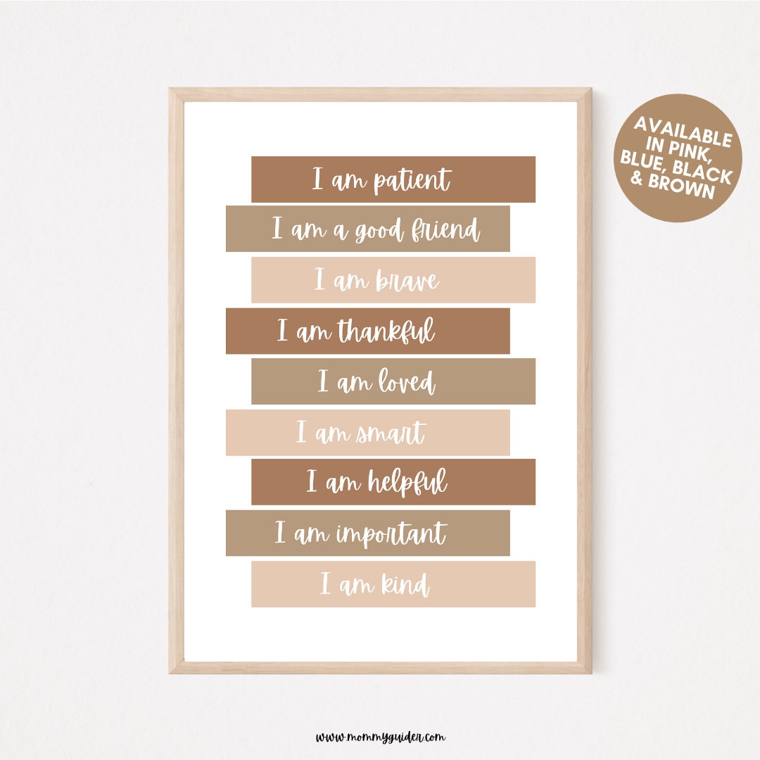 Positive Affirmation Wall Art for Bedroom and Play Room| Color Bundle ...