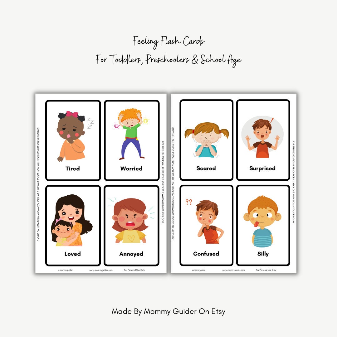 Feelings and Emotions Flash Cards for Toddlers & Preschoolers | Let's ...