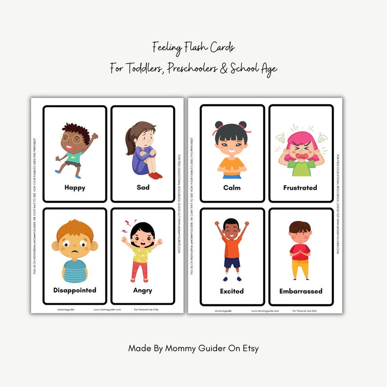Feelings and Emotions Flash Cards for Toddlers & Preschoolers | Let's Learn About Emotions - Etsy UK