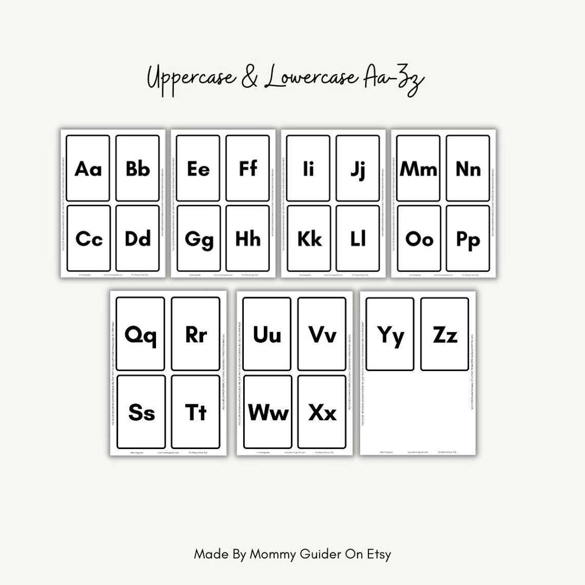 Alphabet Flash Cards for Kids Printable Uppercase & Lowercase Abc for ...