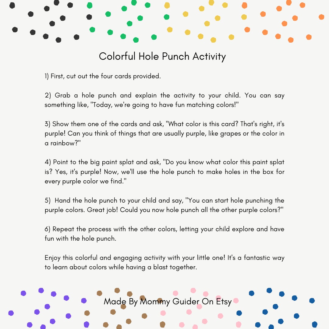 Hole Punch Color Activity for Preschoolers and Kindergarteners | Fine ...