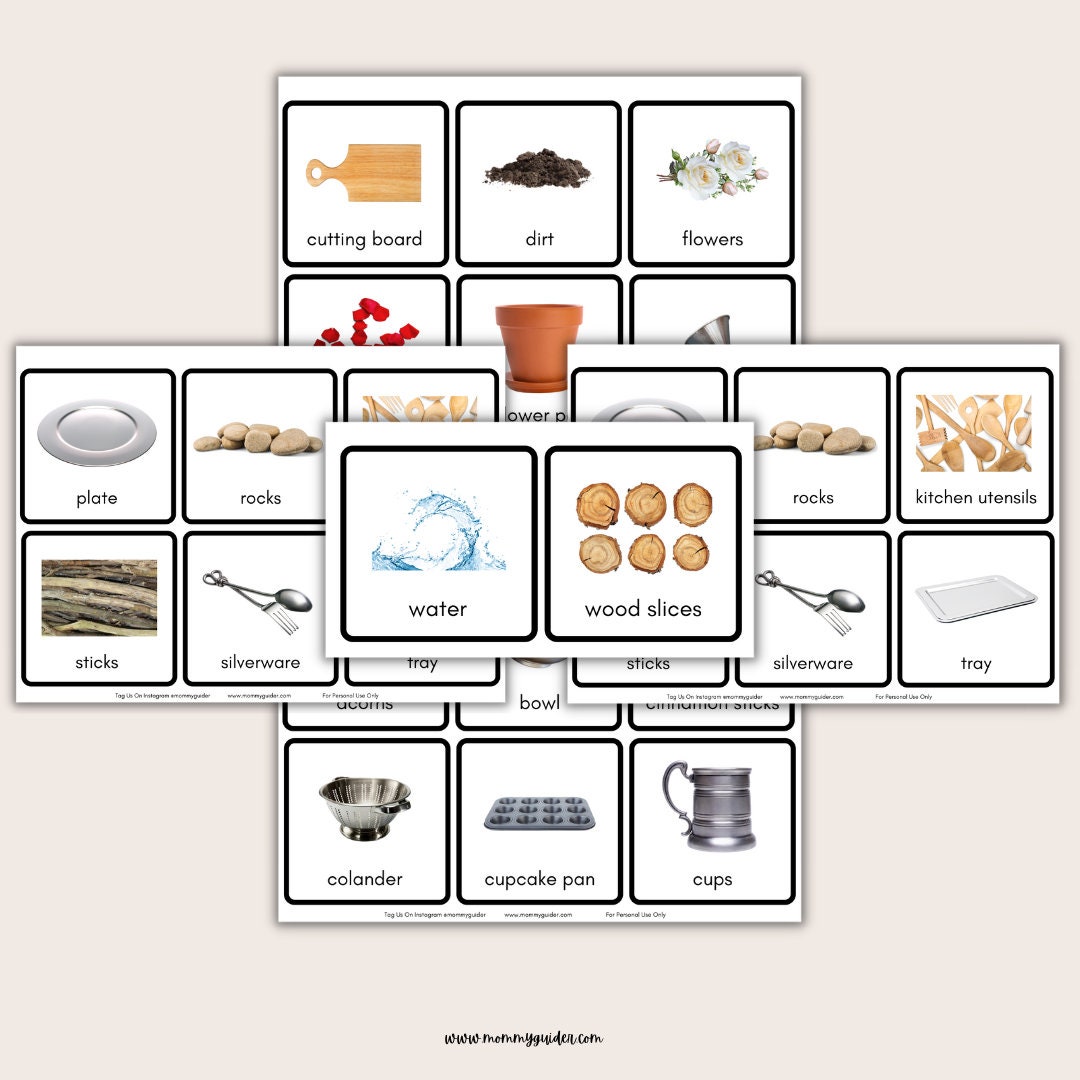 Mud Kitchen Labels Flashcards: Montessori Nature Activity (PDF) - Etsy