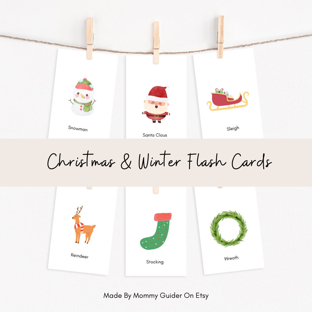 Christmas & Winter Flash Cards Printable Bundle - Etsy