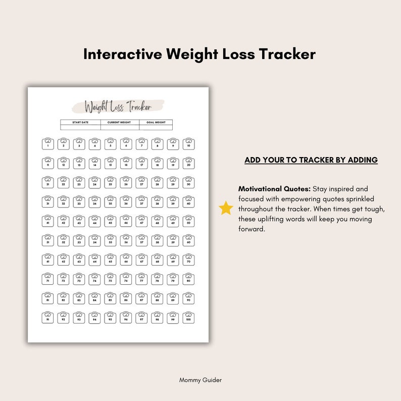 100 Pound Weight Loss Tracker: Printable Journal (instant Download) - Etsy