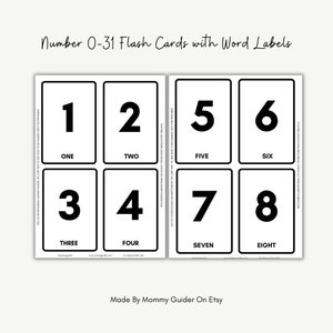 Number Flashcards 0-31: Minimalist Math Printable (PDF) - Etsy