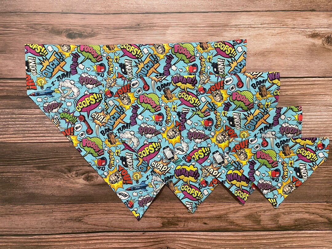 Super Hero Comic Blue Dog Bandana - Etsy