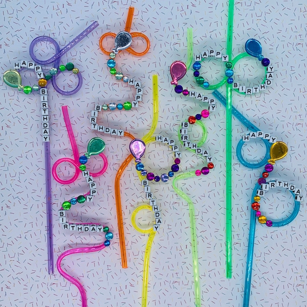 Happy Birthday Straws - Etsy