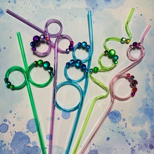 Personalized Silly Straw - One Alphabet Bead Embellished Silly Straw ...