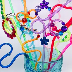 Personalized Silly Straw - One Alphabet Bead Embellished Silly Straw ...