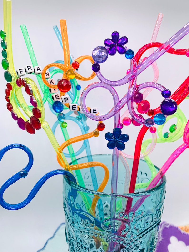 Personalized Silly Straw One Alphabet Bead Embellished Silly | Etsy