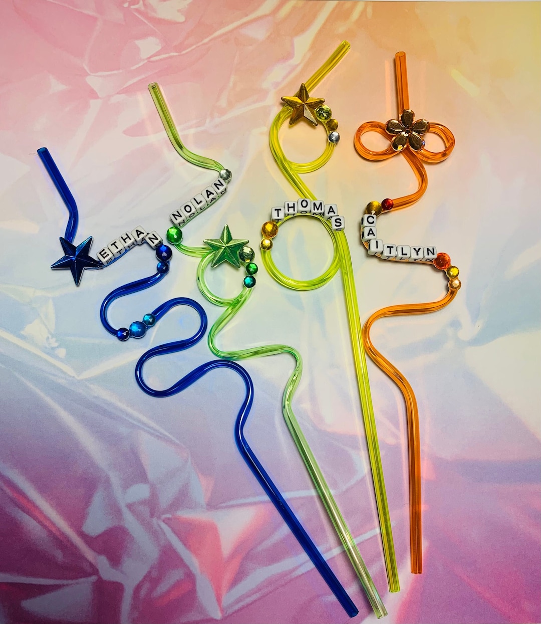 Personalized Silly Straw - One Alphabet Bead Embellished Silly Straw ...