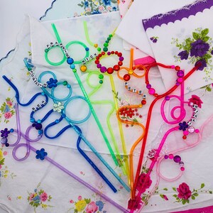 Personalized Silly Straw - One Alphabet Bead Embellished Silly Straw ...