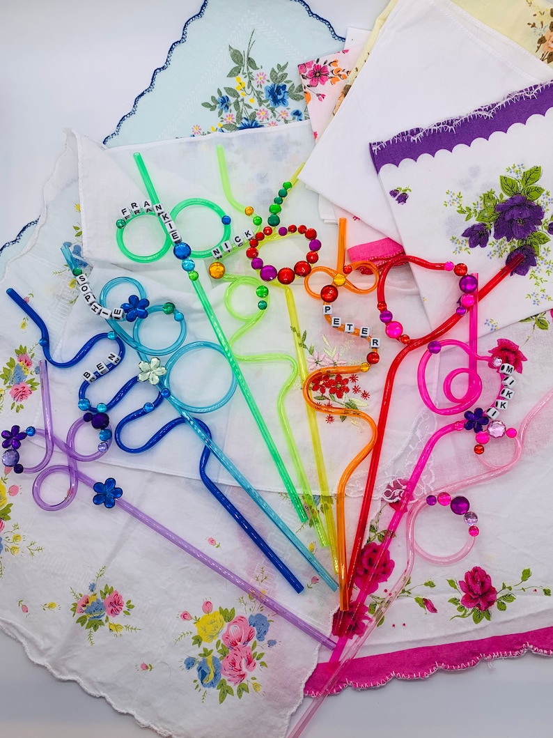 Personalized Silly Straw One Alphabet Bead Embellished Silly | Etsy