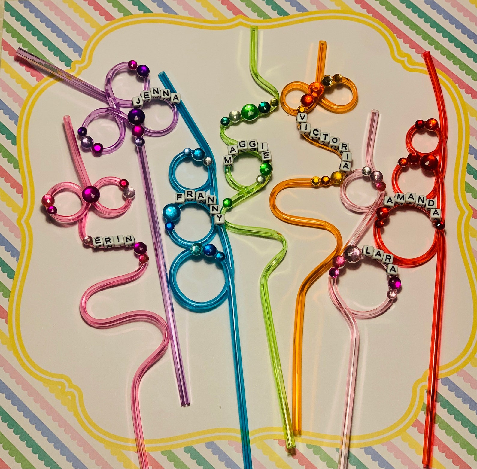 Personalized Silly Straw One Alphabet Bead Embellished Silly | Etsy