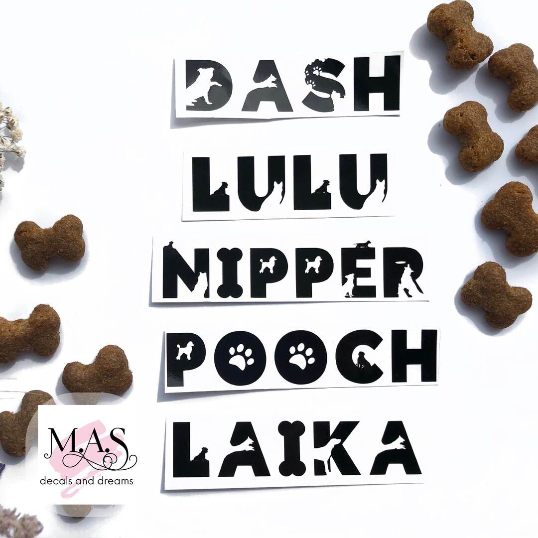 Custom Dogs Silhouette Labels Dogs Bowl Stickers Pets Names Decals Pets ...