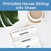 Printable House Sitting Info Sheet | DIGITAL PDF DOWNLOAD | Travel ...