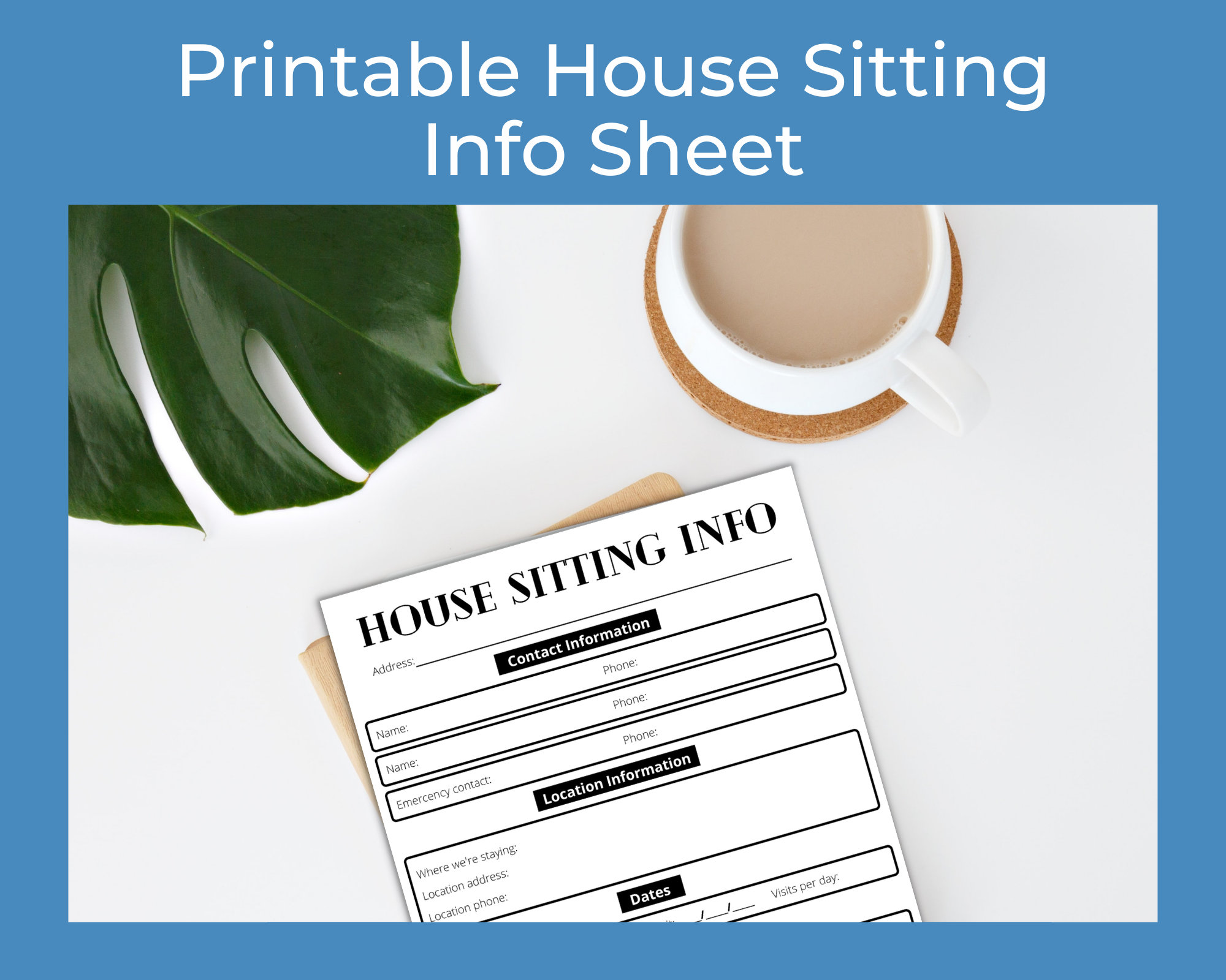 Printable House Sitting Info Sheet | DIGITAL PDF DOWNLOAD | Travel ...